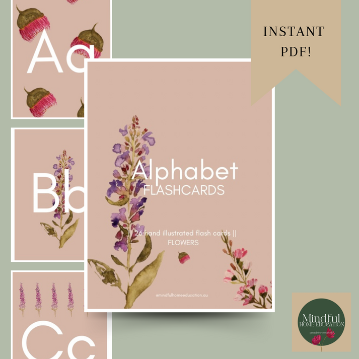 Pretty Floral Alphabet Flashcards for Children Printable – Mindful Home ...