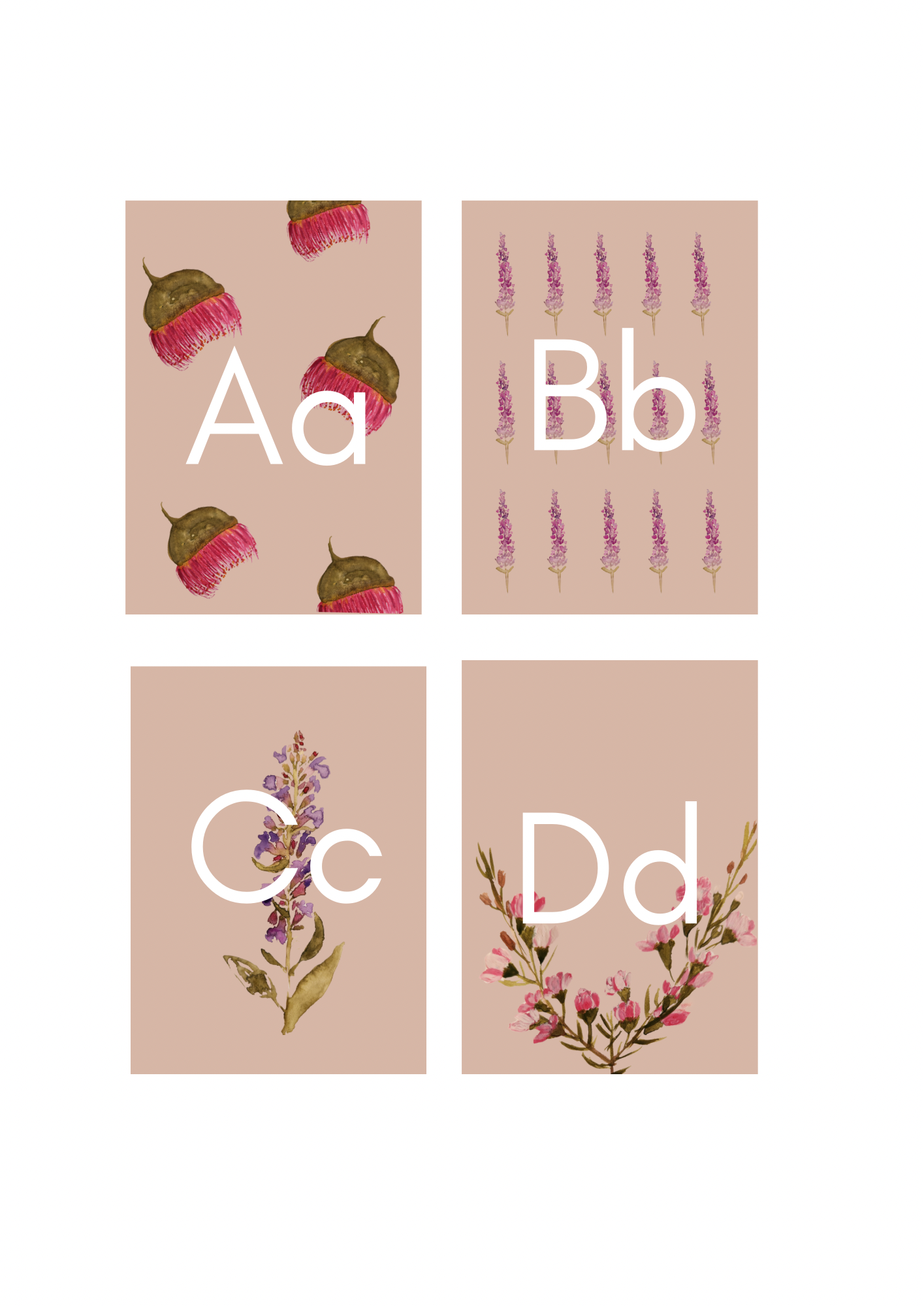 Pretty Floral Alphabet Flashcards for Children Printable – Mindful Home ...