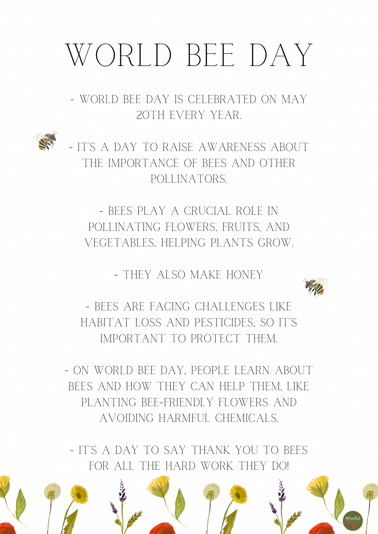 A FREE PRINTABLE - WORLD BEE DAY 2024 – Mindful Home Education