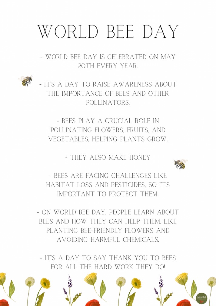 A FREE PRINTABLE - WORLD BEE DAY 2024 – Mindful Home Education