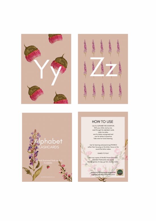 Pretty Floral Alphabet Flashcards for Children Printable – Mindful Home ...